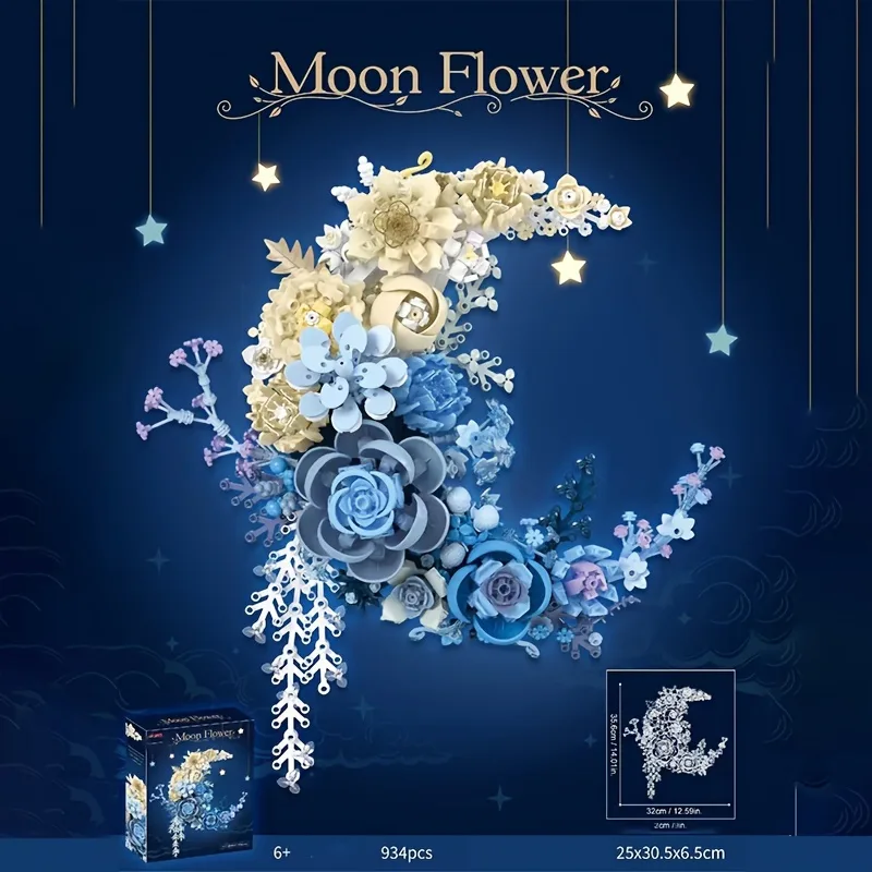 Brickvivid: DIY Flower Building Set - Moonlit Blooms - BrickVivid